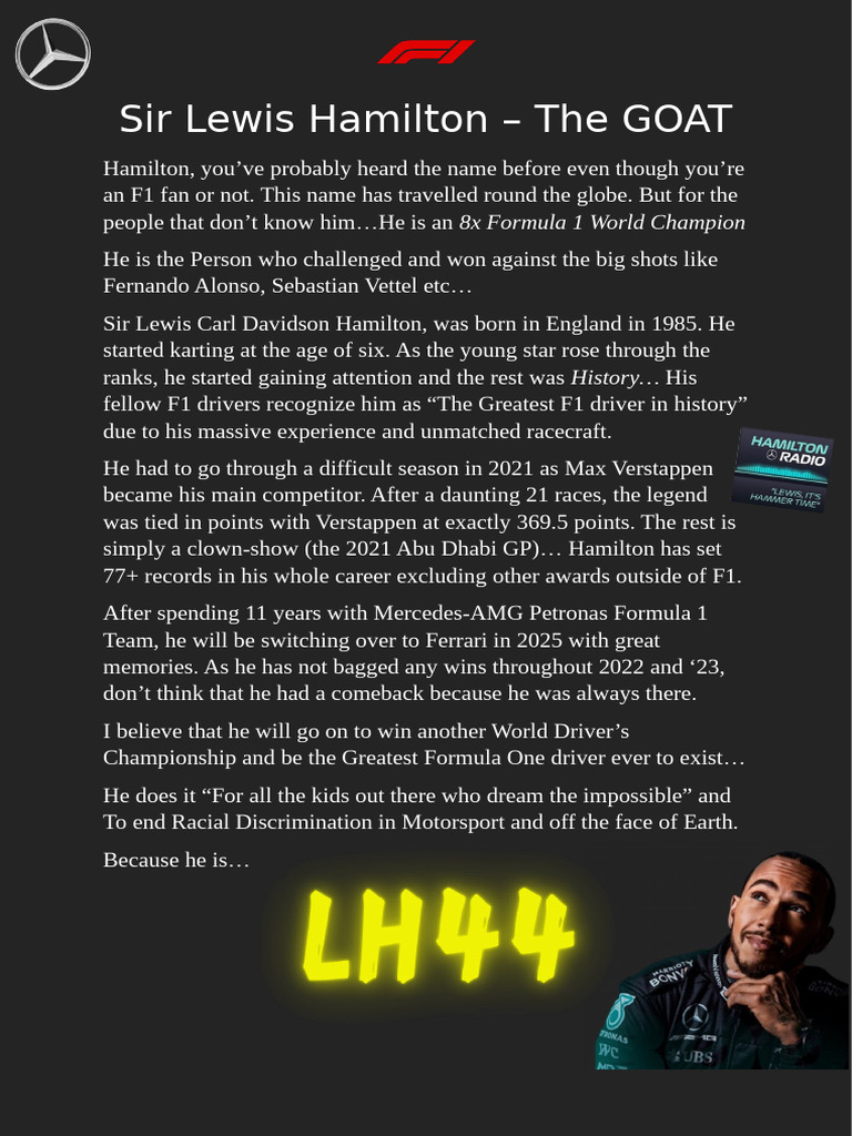 Sir Lewis Hamilton: F1's Greatest Champion | PDF