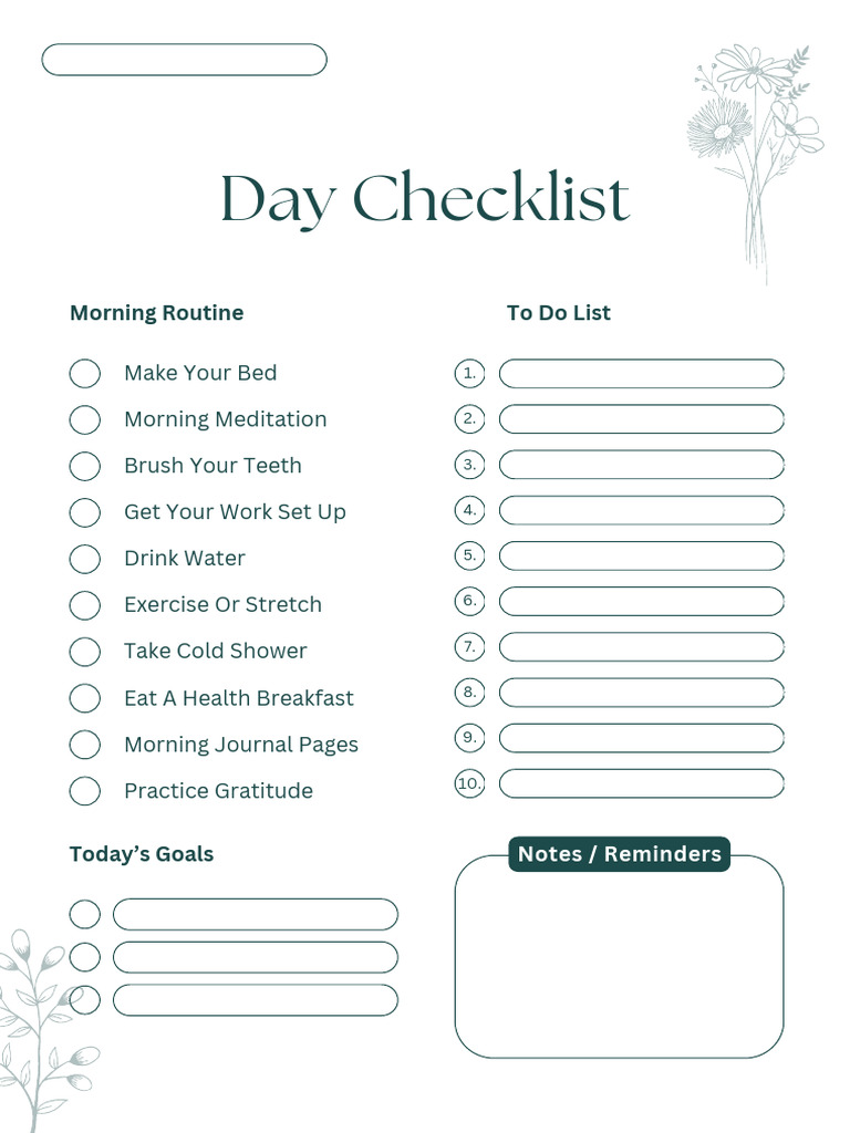 Minimalist Morning Checklist Planner | PDF