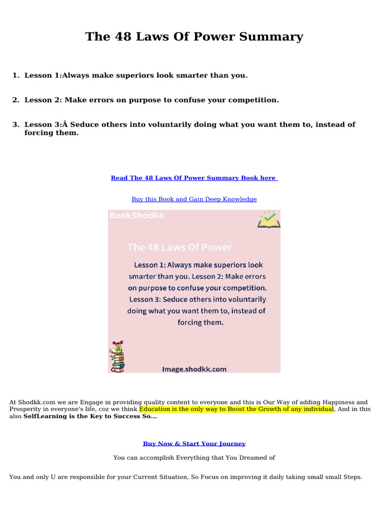 The 48 Laws of Power Summary | PDF