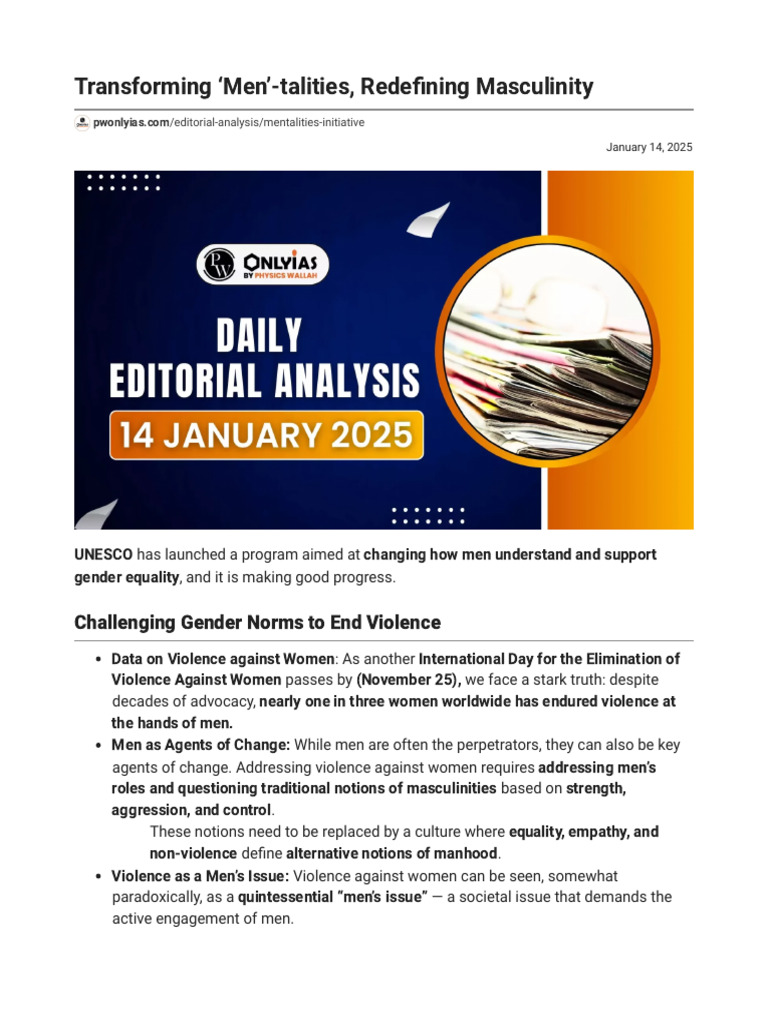 Transforming Men'-Talities, Redefining Masculinity | PDF | Masculinity ...