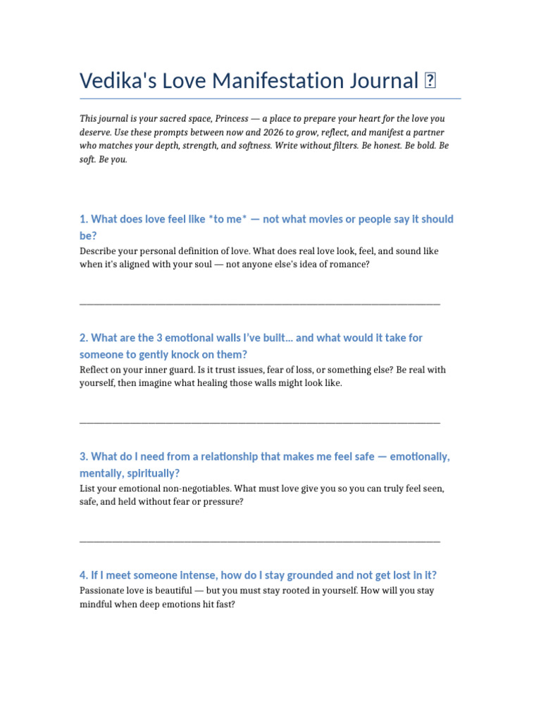 Vedika Love Manifestation Journal | PDF