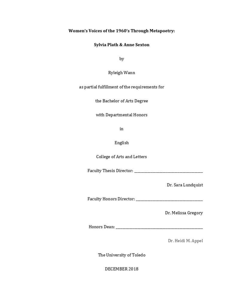 Metapoetry of Plath & Sexton in the '60s | PDF | Sylvia Plath | Poetry