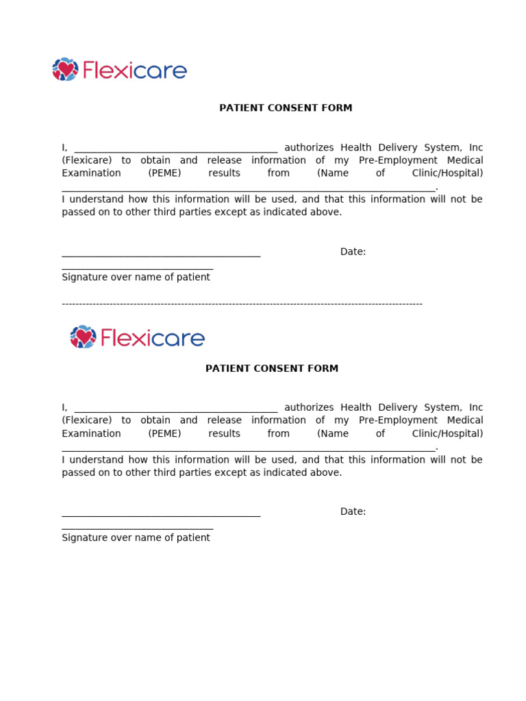 Patient's Consent Form - Data Privacy Form - PEME | PDF
