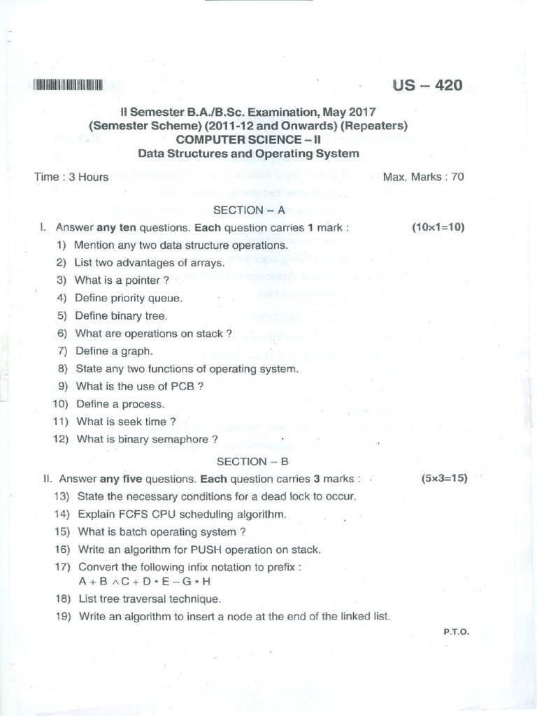Computer Science 2nd Sem 2017 | PDF