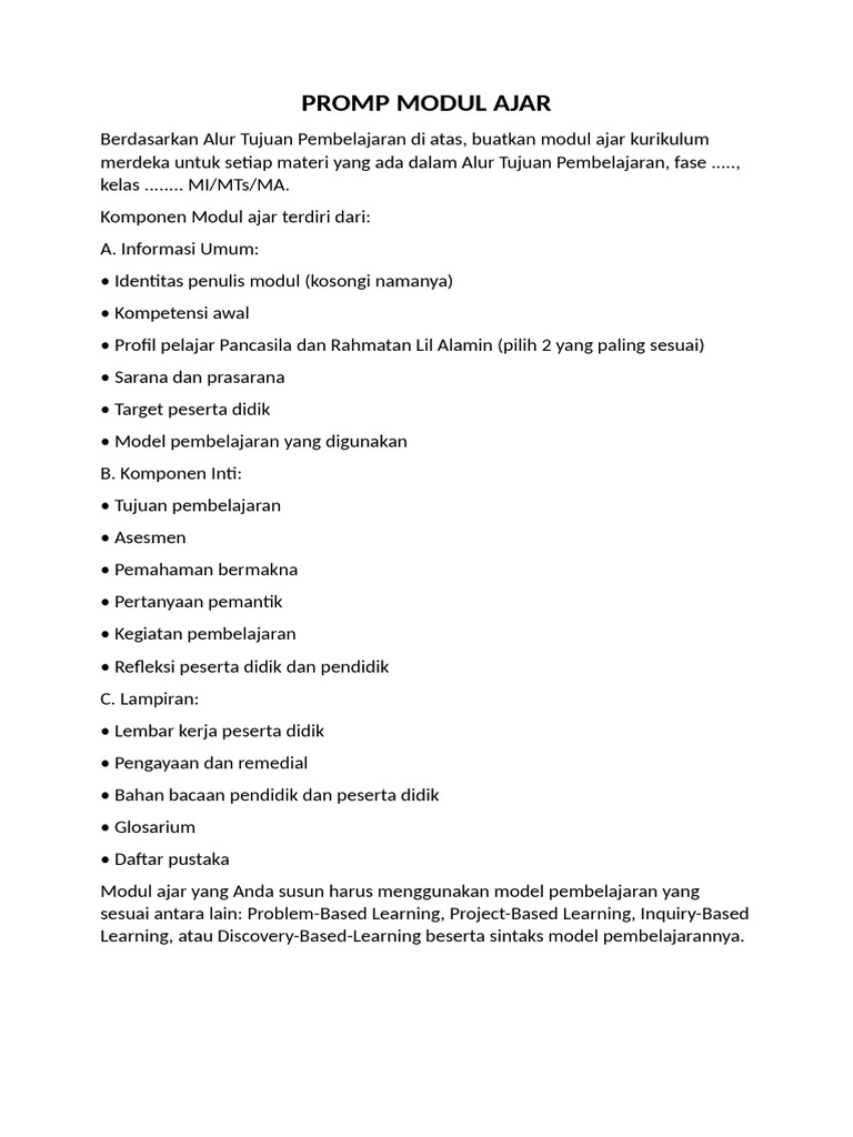 Promp Modul Ajar Ok | PDF