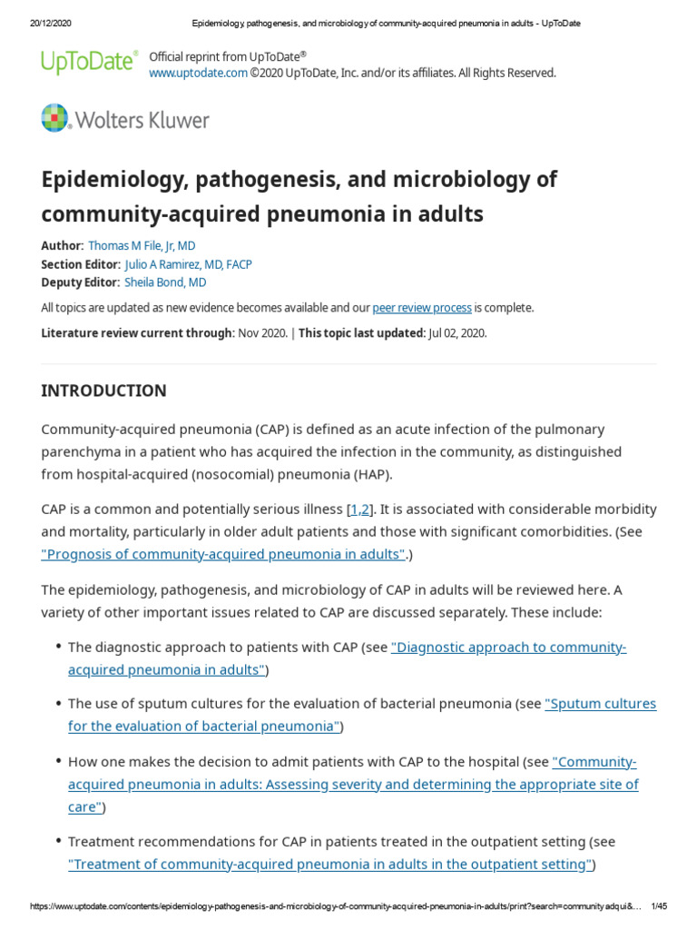 Epidemiology, Pathogenesis, and Microbiology of Community-Acquired ...
