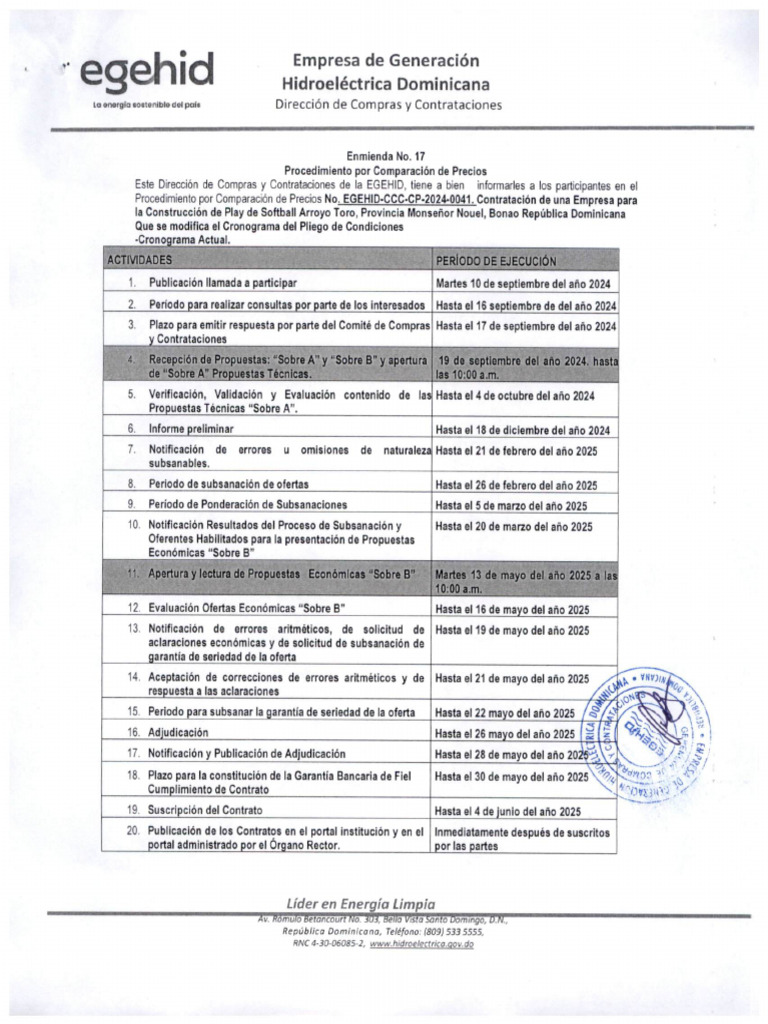 Enmineda No.17 Modifiación Al Cronograma Cp-2024-0041 | PDF