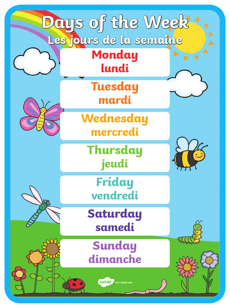 FR T C 8050 Days of The Week A4 Display Poster French English Ver 1 | PDF