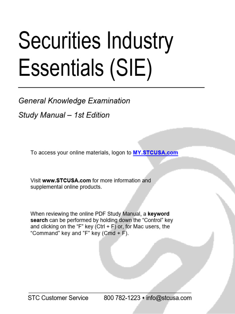 SIE Exam Study Manual Overview | PDF | Securities (Finance) | United ...