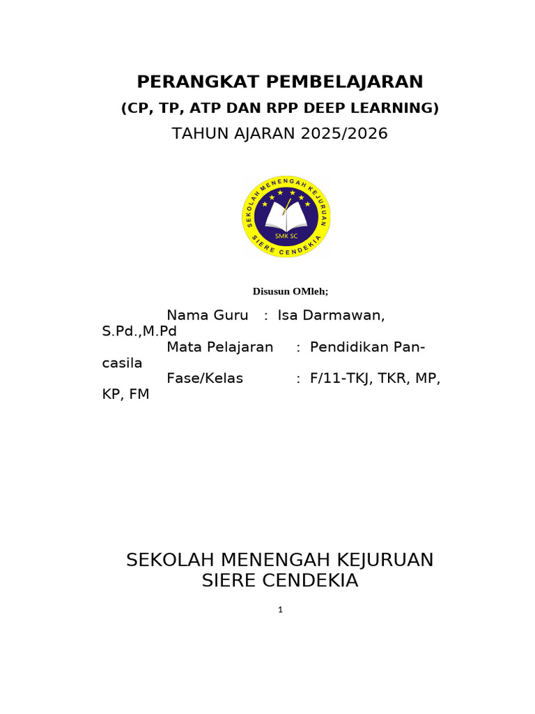 Contoh RPP Deep Learning - SC | PDF