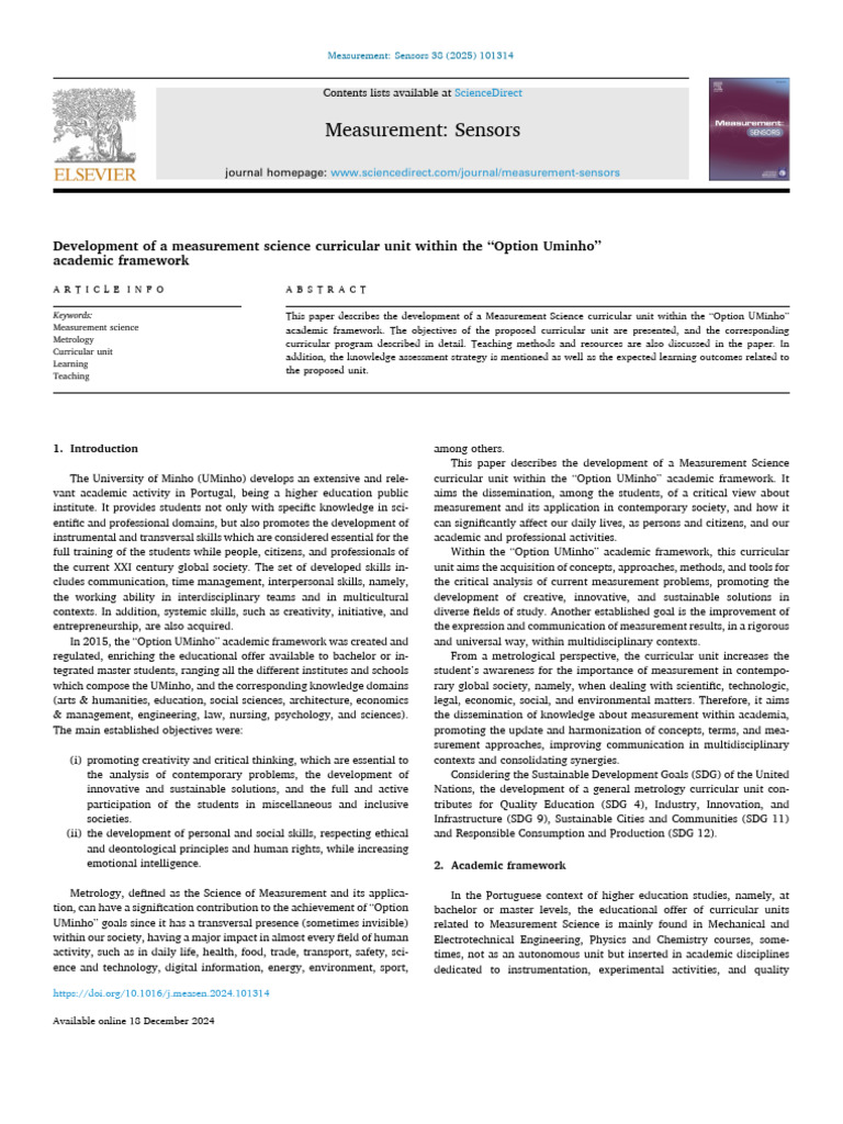 Measurement Science Curriculum Development | PDF | Metrology ...
