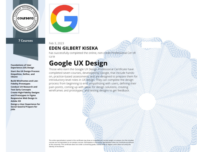 Google UX Design Certificate Overview | PDF