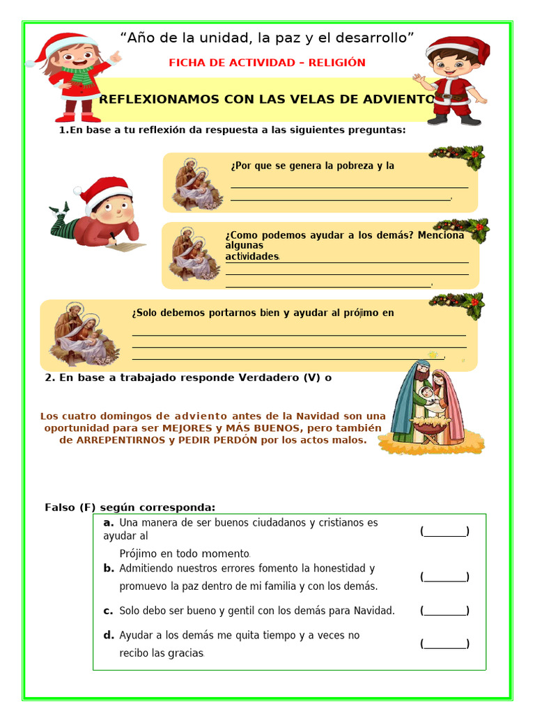 Ficha-Mierc-Rel-Reflexionamos Con Las Velas de Adviento | PDF | Adviento | Jesús