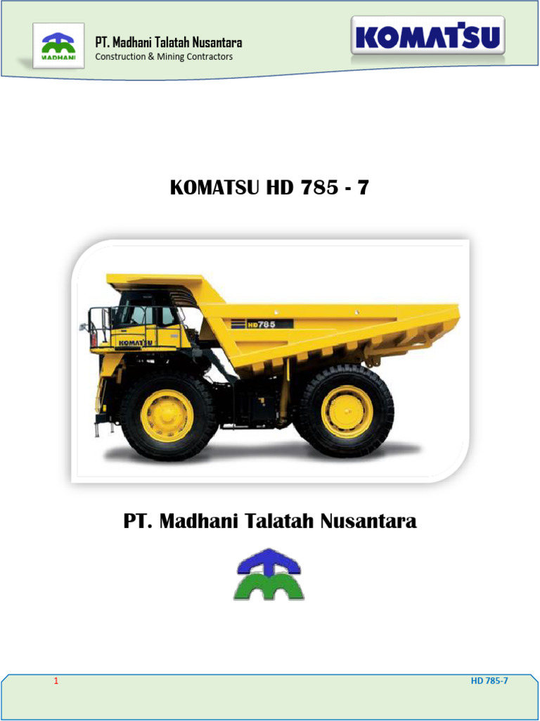 Panduan Operasional Komatsu HD 785-7 | PDF