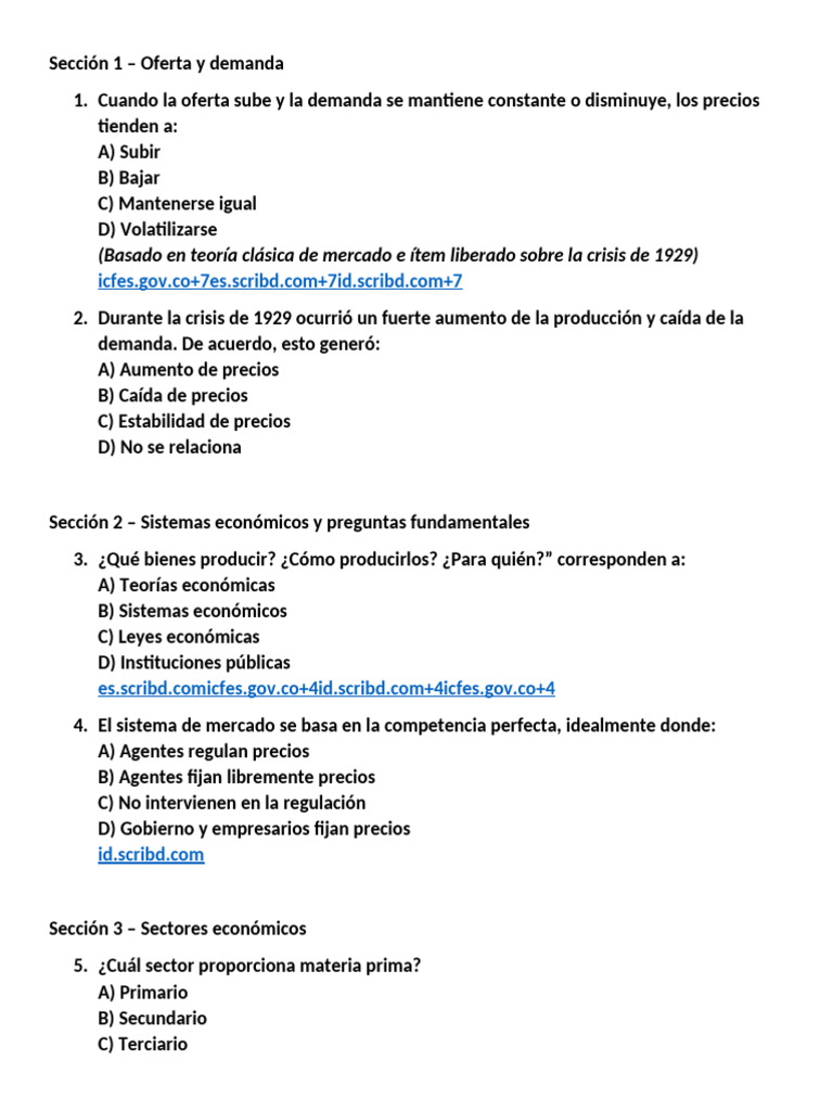 Prueba I Economía Tercer Periodo SR | PDF | Precios | Inflación