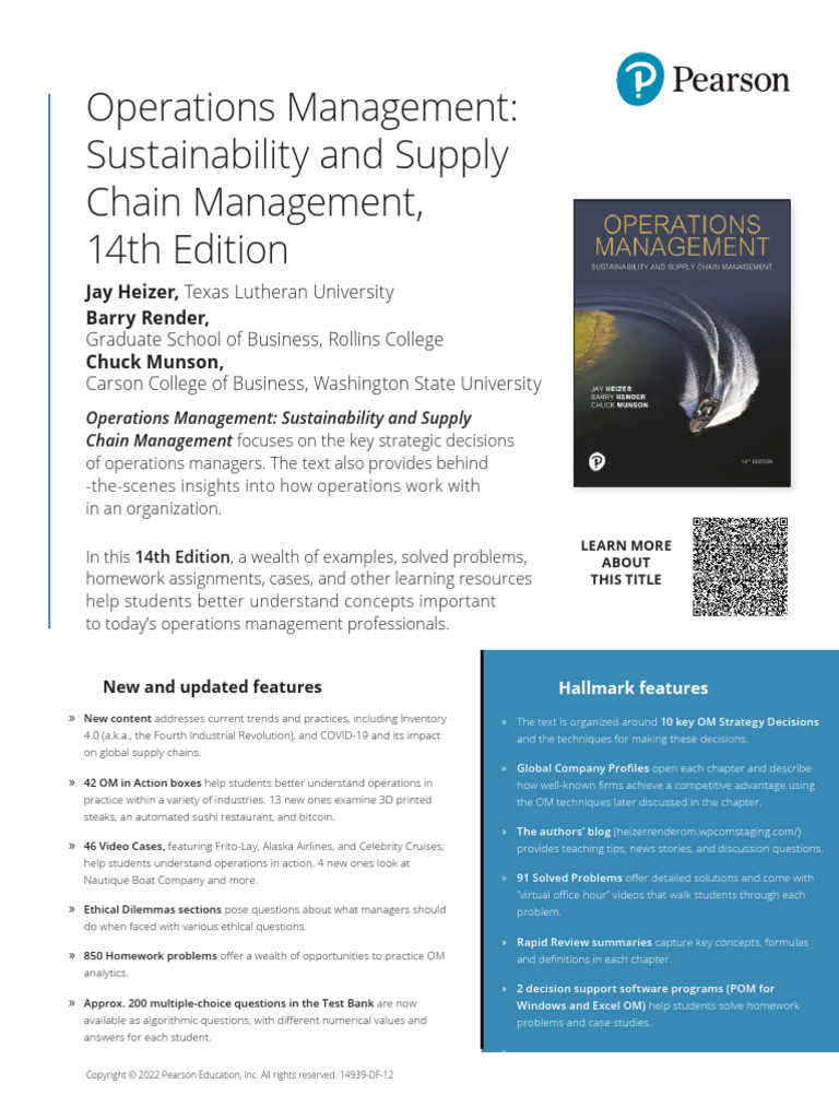 HeizerRenderMunson OperationsManagement 14E | PDF | Operations ...