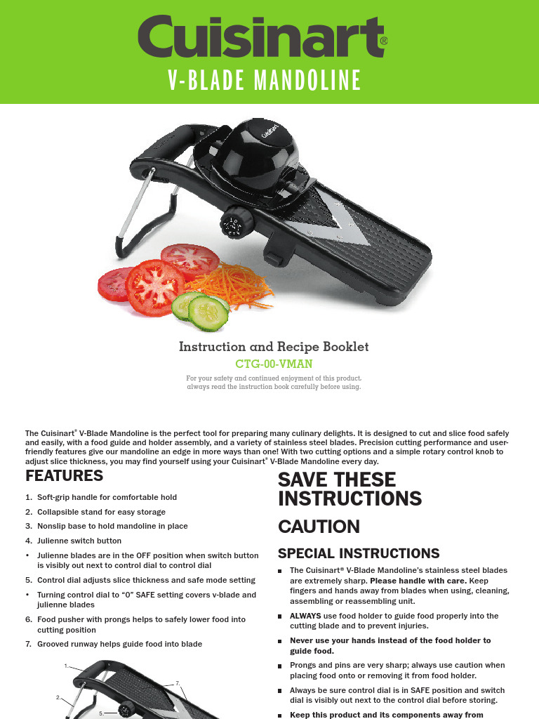 Cuisinart V-Blade Mandoline Use Manual | PDF | Coleslaw | Teaspoon