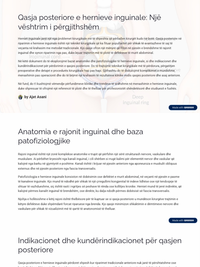 Qasja Posteriore e Hernieve Inguinale Nje Veshtrim I Pergjithshem | PDF