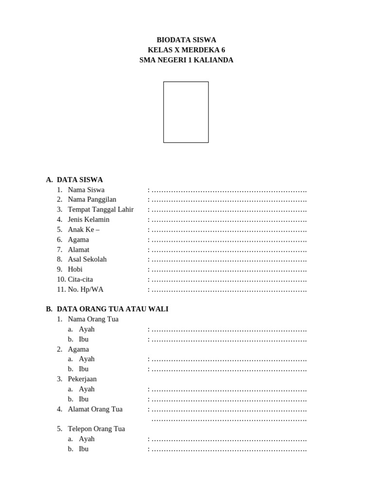 Biodata Siswa | PDF
