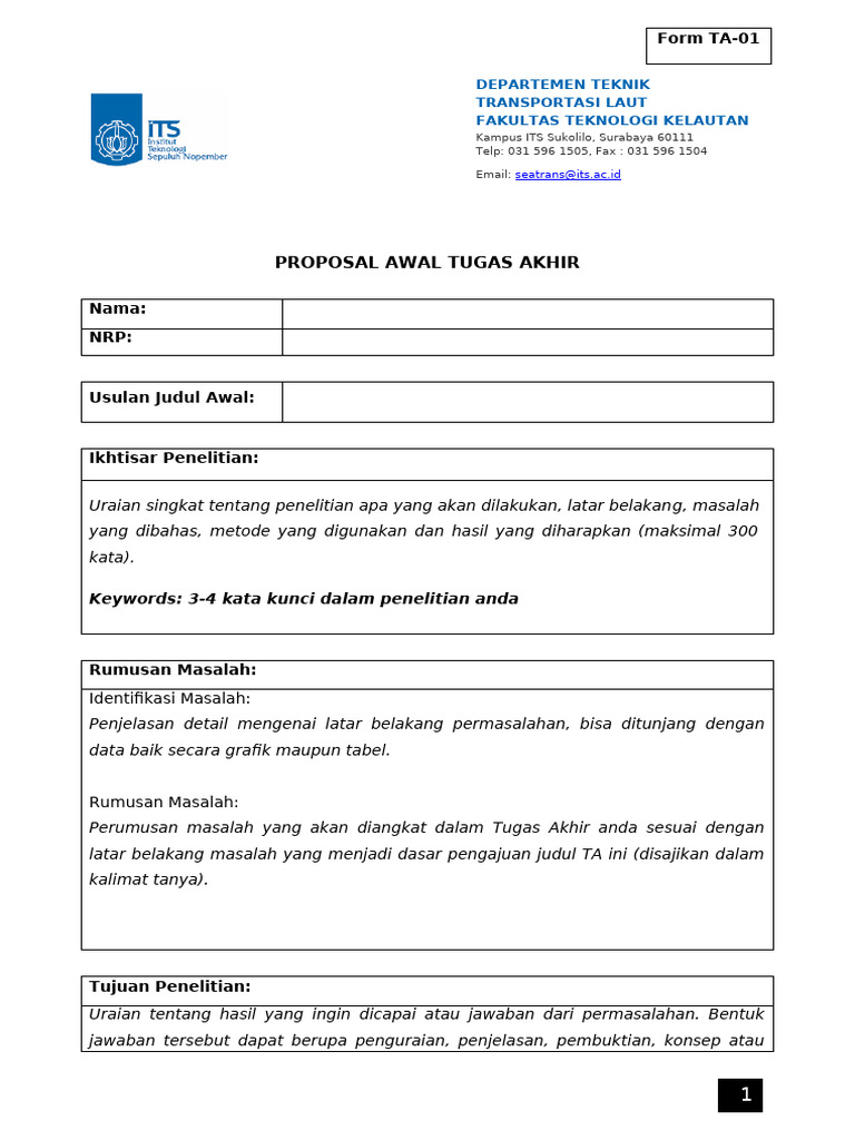 Form Proposal TA-01 | PDF