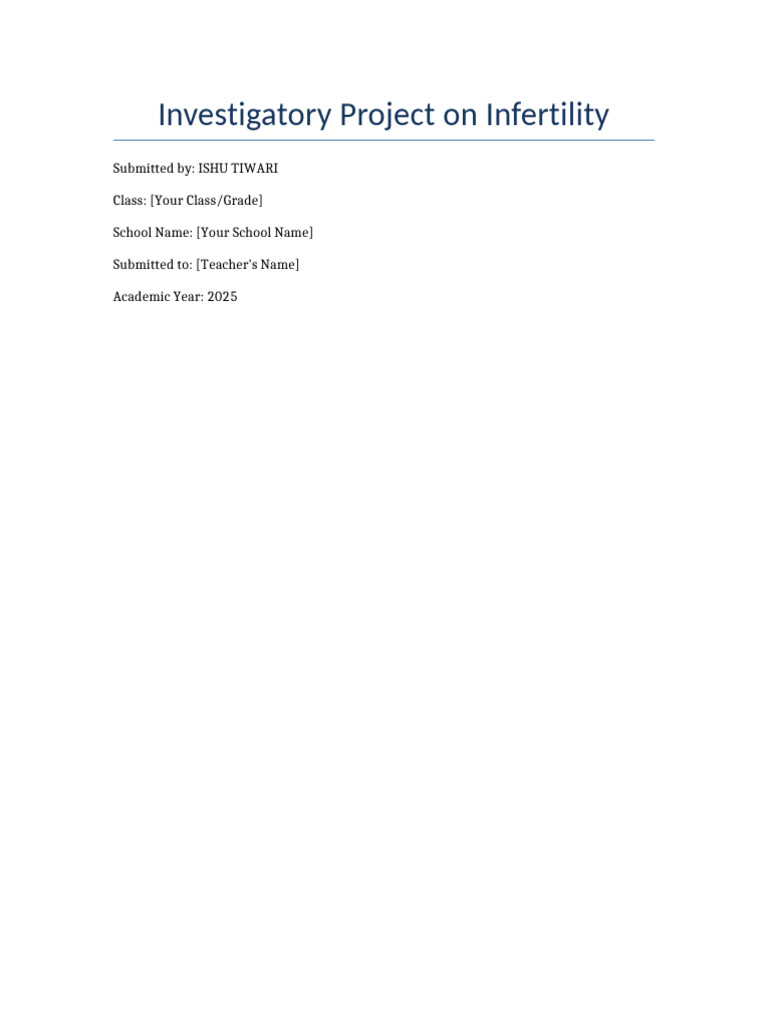Investigatory Project Infertility | PDF | Infertility | In Vitro ...