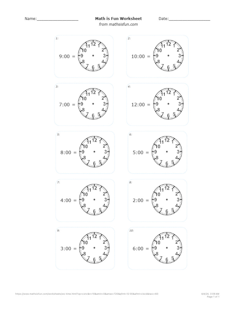 Draw The Hands (O'Clock) | PDF