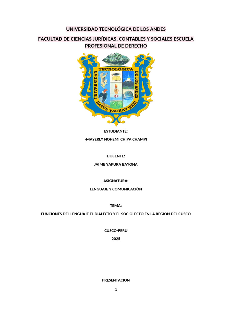 Funciones Del Lenguaje El Dialecto y El Sociolecto en La Region Del ...