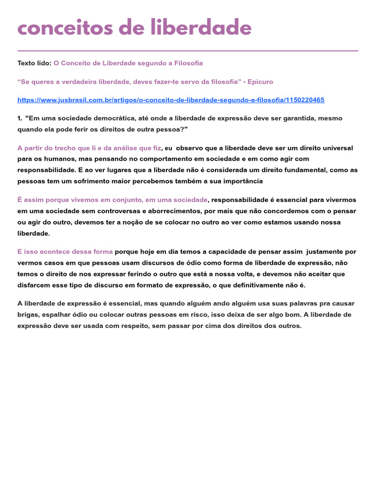 Liberdade de Expressão e Responsabilidade | PDF