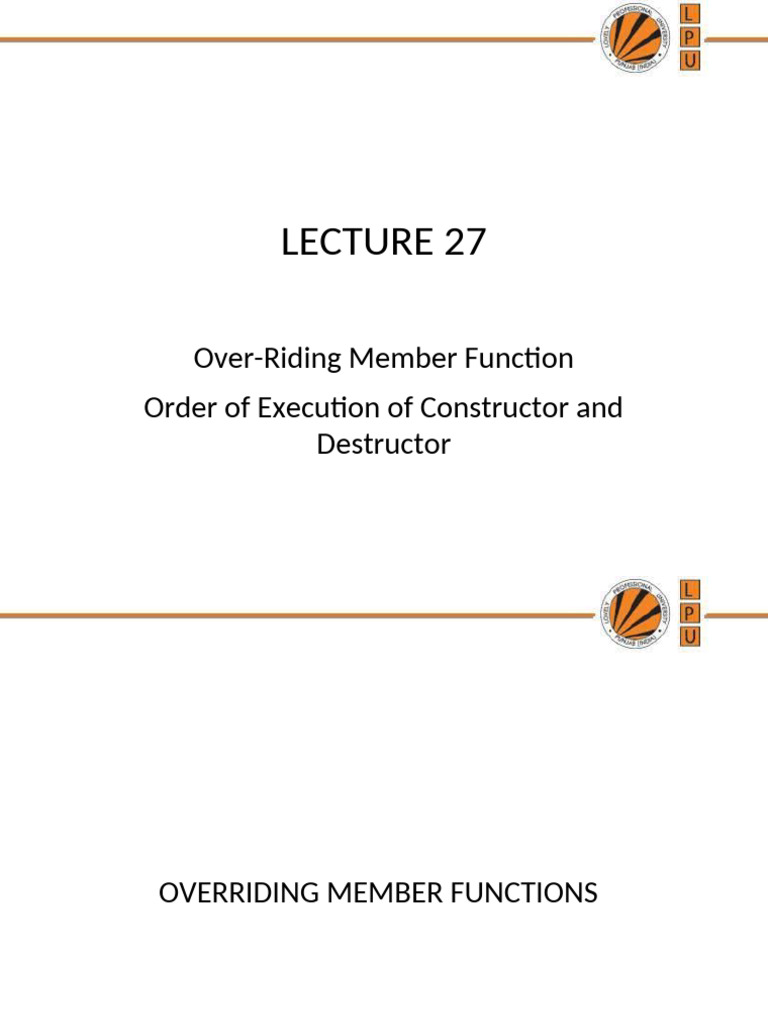 LECTURE 27-Overriding and Order of Execution | PDF