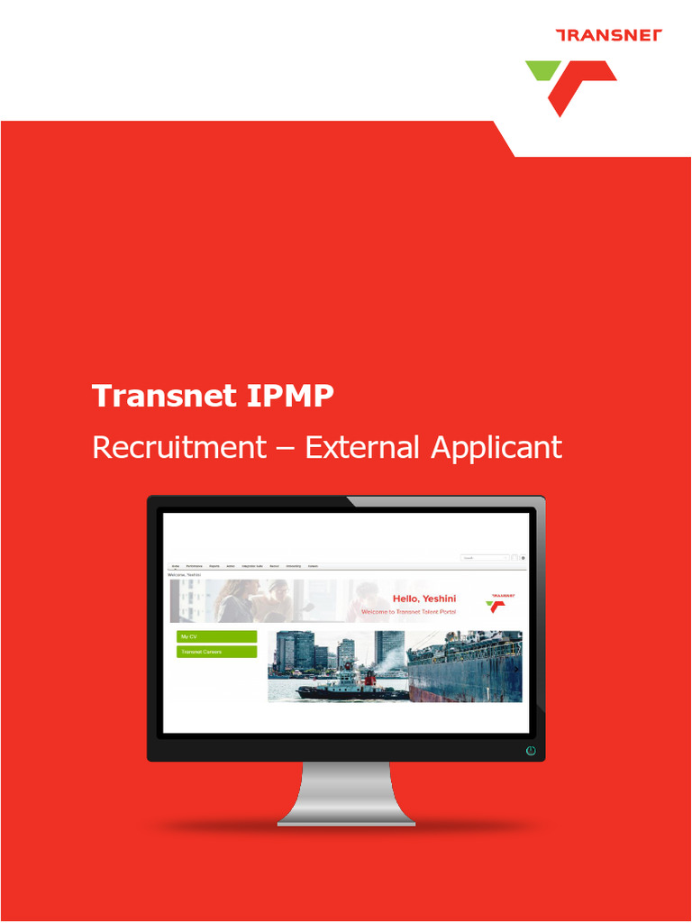 Transnet CSOD IPMP Recruitment External Applicant Guide - V.1.0 | PDF | Password | Computing