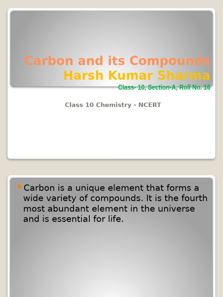 Carbon and Its Compounds | PDF | Carbon | Organic Compounds