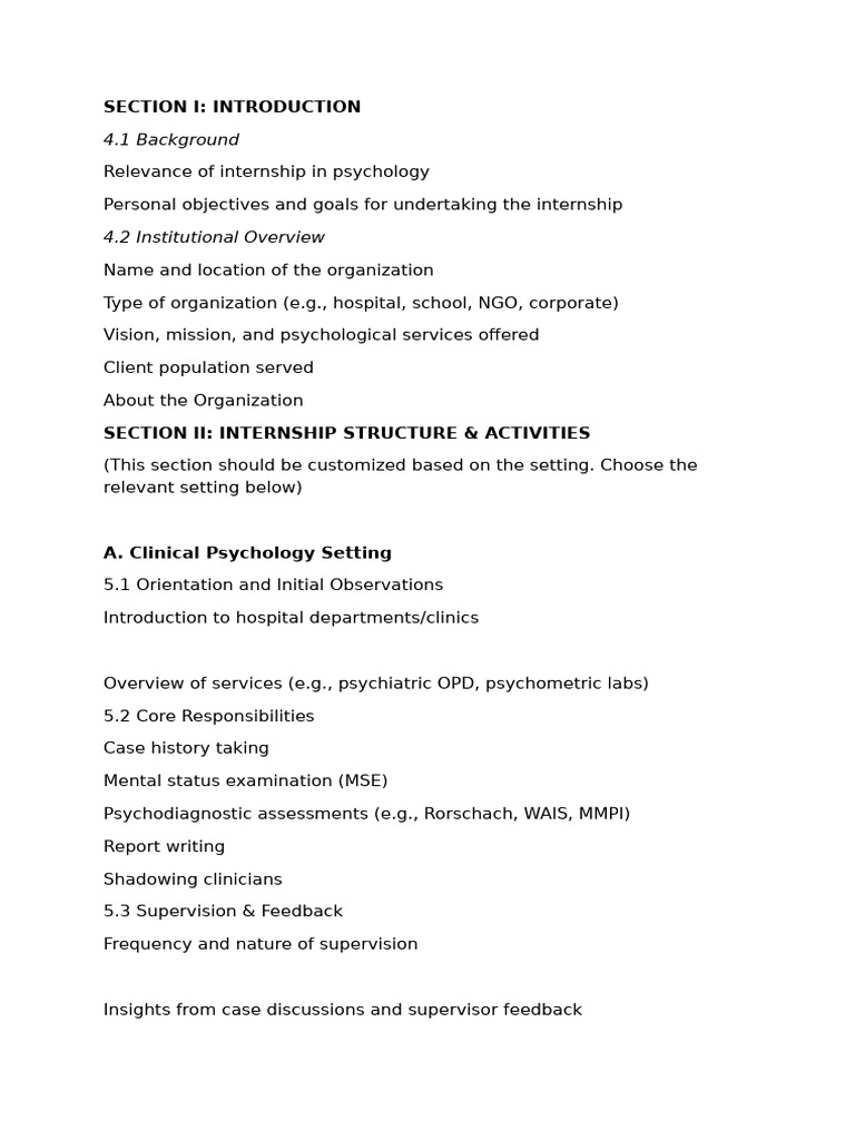 NTCC Summer Internship Report Format | PDF | Psychotherapy | Clinical ...