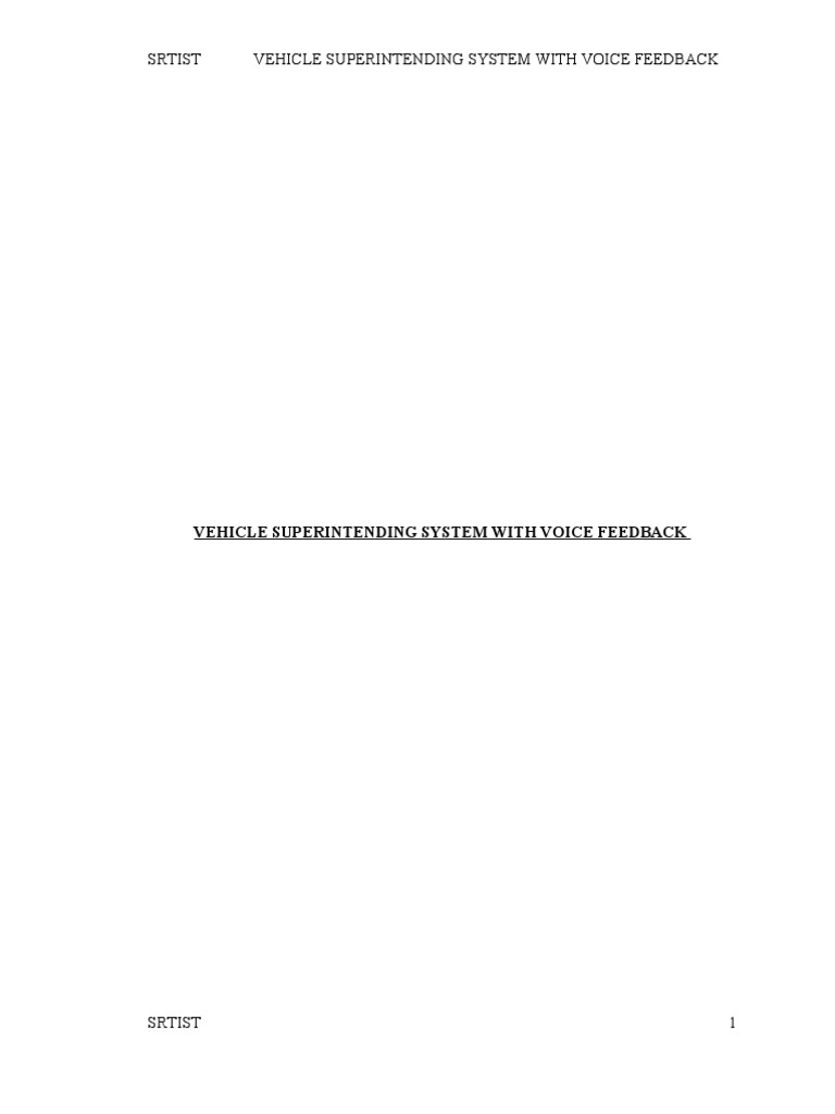 84.vehicle Superintending System With Voice Feedback Docu | PDF ...