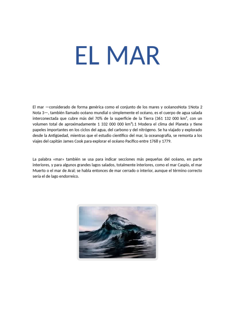 Información sobre el mar y océanos | PDF