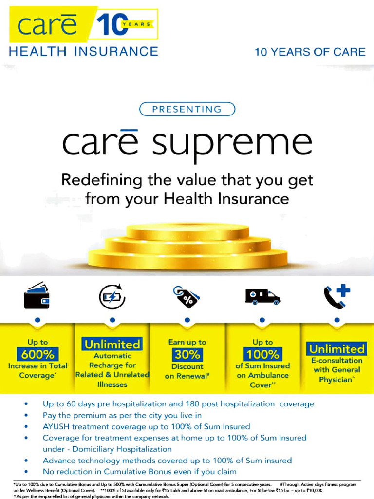Care Supreme Health Insurance Overview | PDF | Insurance | Service ...
