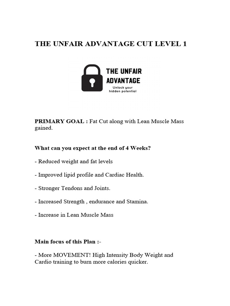 The Unfair Advantage Cut Level 1 | PDF | Strength Training | Management ...