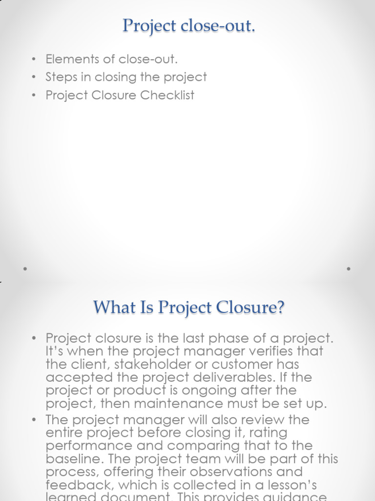 Lecture 10 - Project Closer | PDF | Project Management | Business