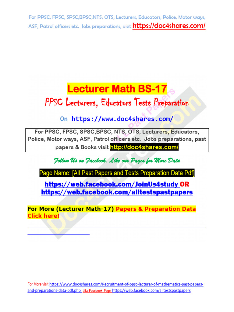 PPSC Lecturer Mathematics Past Paper PDF | PDF | Ranks | National Security