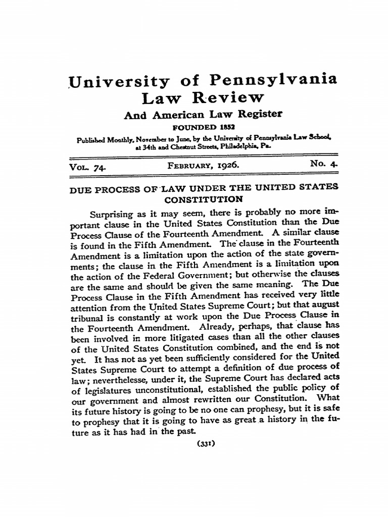 Due Process of Law in U.S. Constitution | PDF | Due Process Clause ...