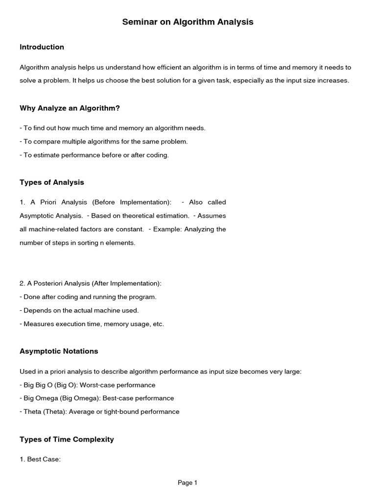 Algorithm Analysis Seminar PranishM - PDF 20250707 165413 0000 | PDF