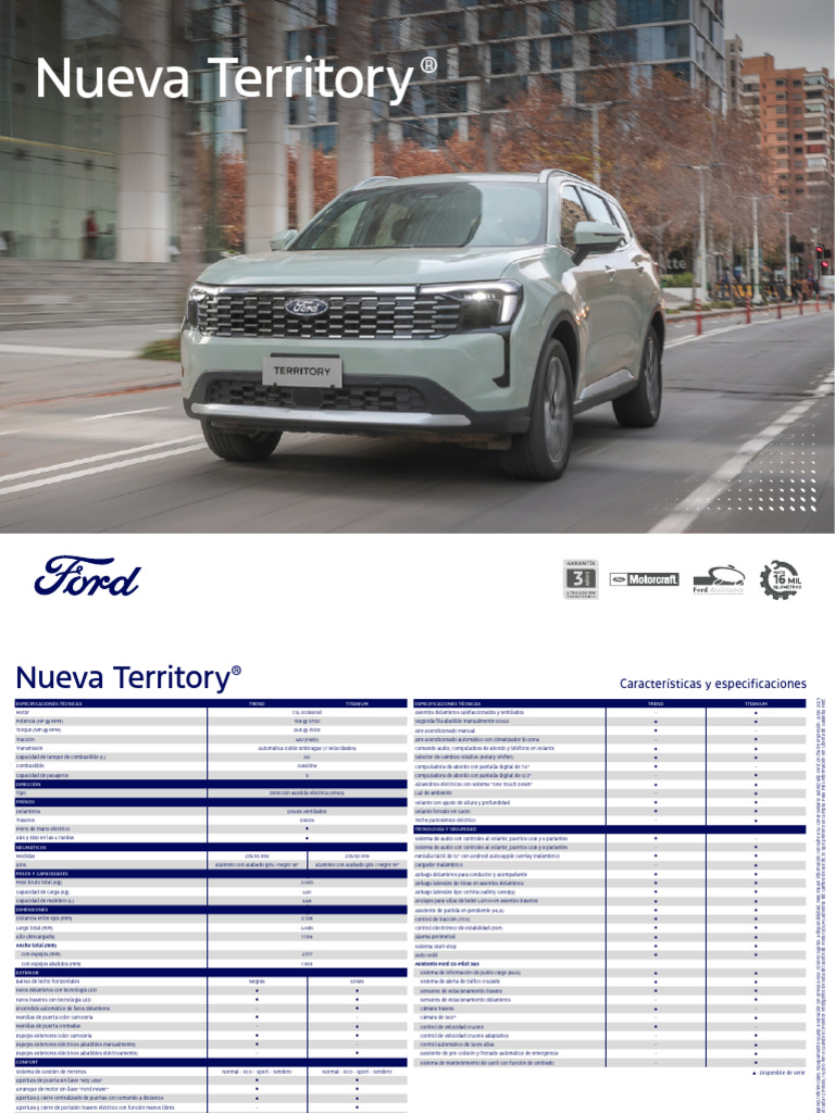 Ficha Técnica Ford Territory 2026 | PDF | Vehículos | Estilos de carrocería