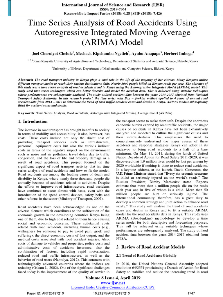 Time Series Analysis of Road Accidents U | PDF | Autoregressive ...