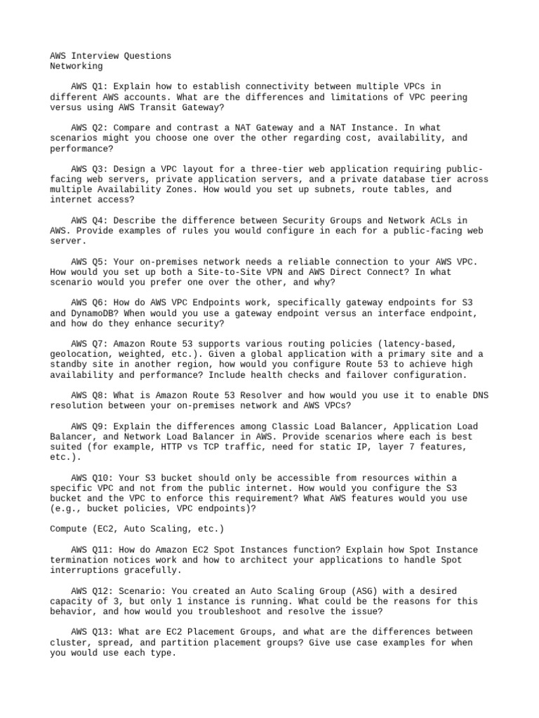 AWS Interview Questions | PDF | Amazon Web Services | Computer Science