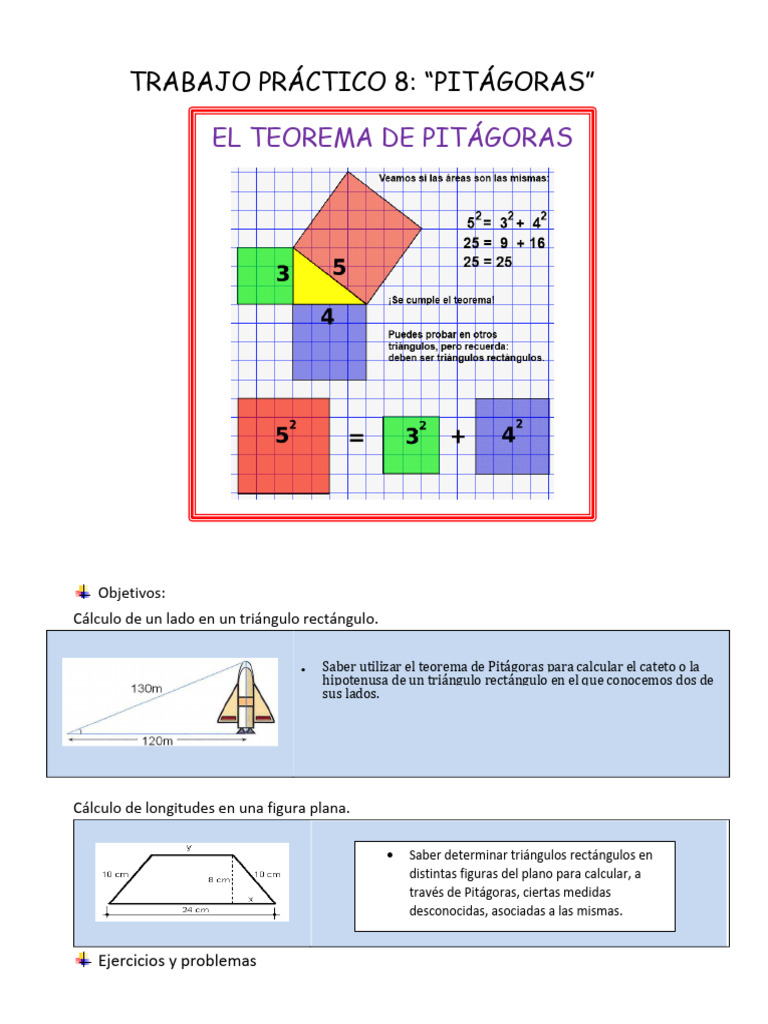 TP #8-Pitágoras-2024 | PDF | Triángulo | Geometría del plano euclidiano