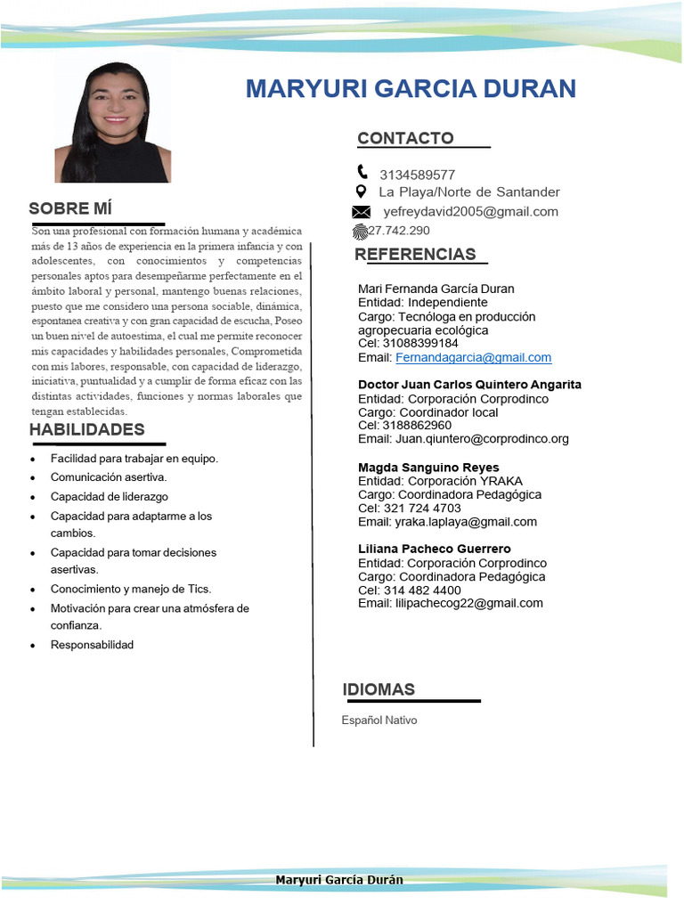 Hoja de Vida Maryuri 2025 | PDF | Escuelas | Corporaciones