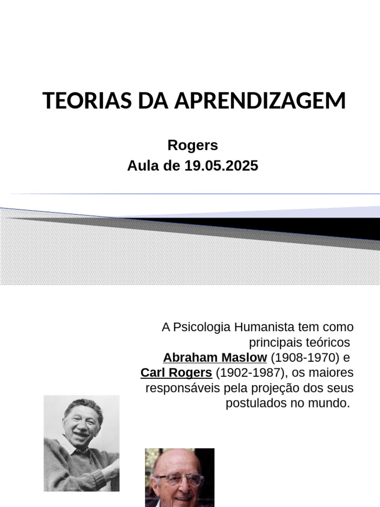 Slides Aula de 19.05 Rogers | PDF | Aprendizado | Psicologia