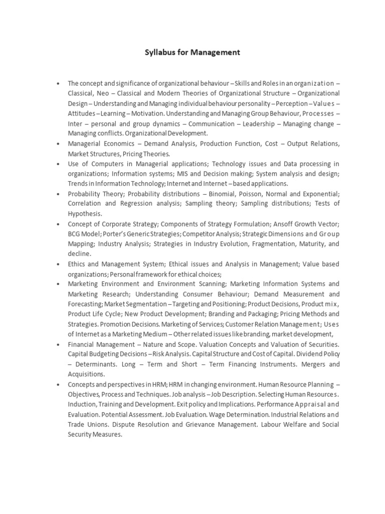 PhD Management Entrance Exam Syllabus | PDF | Marketing | Strategic ...