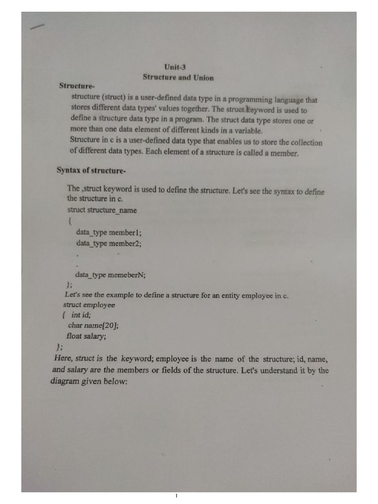 Unit 3 Structure and Union | PDF