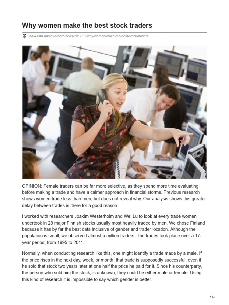Why Women Make The Best Stock Traders | PDF | Stocks | Money
