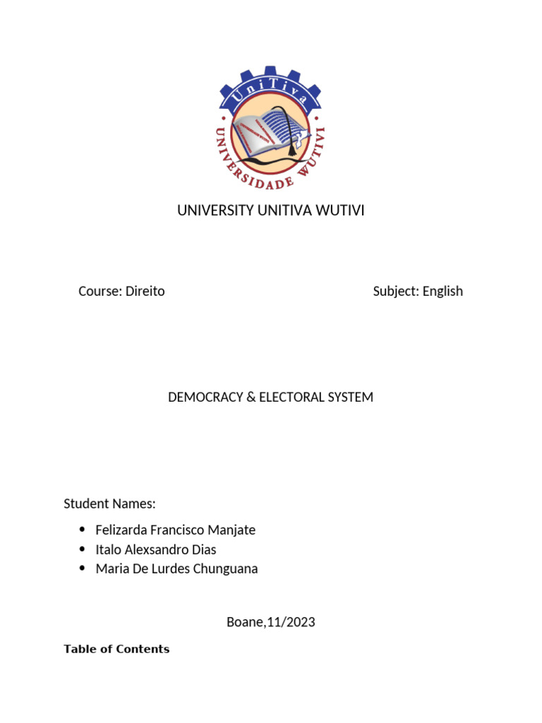 University Unitiva Wutivi | PDF | Elections | Democracy